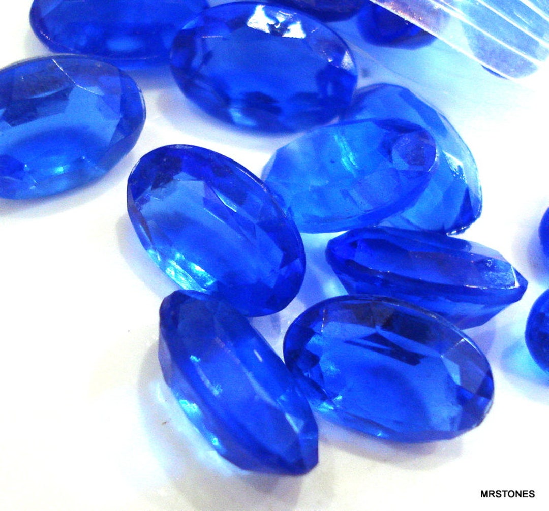 4 Pc Lot 12x8mm Sapphire Oval Rhinestones Unfoiled TTC Vintage ...