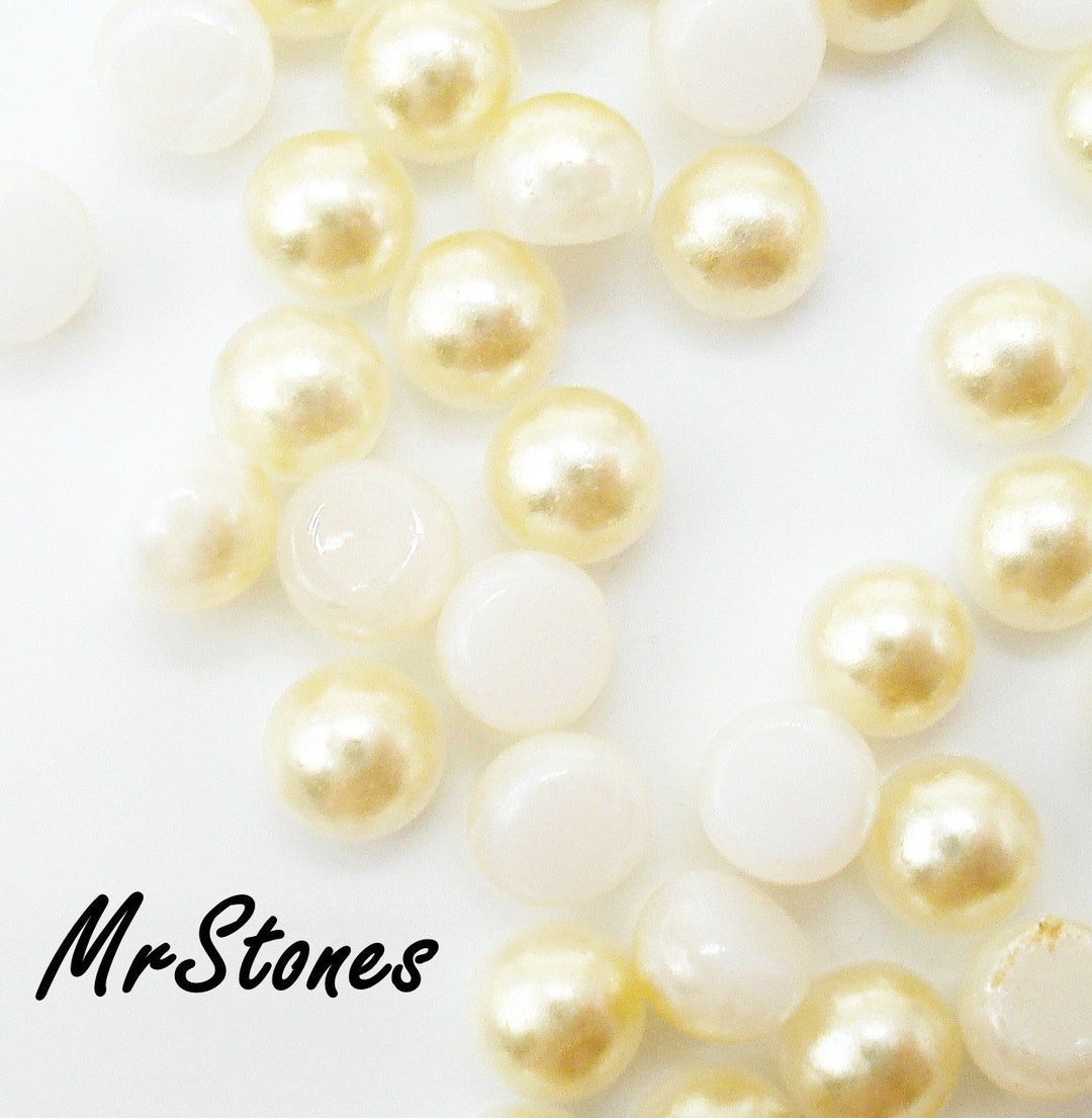 30 Pc Lot 2.5mm Cream Creme Imitation Glass Pearl Cabochons Half Pearl ...