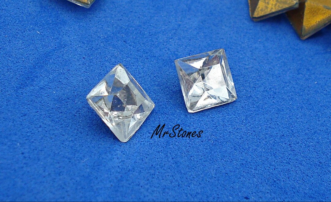 12pccs 6mm Crystal Clear Squares Gold Foiled Vintage Glass TTC ...