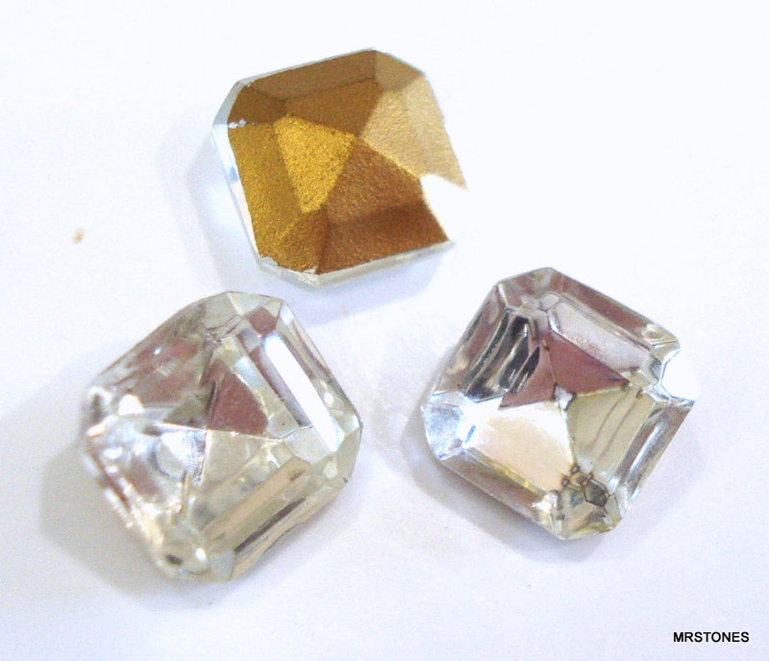 6 Pc Lot 10mm Crystal Clear Square Octagons Vintage Swarovski 4671/2 ...