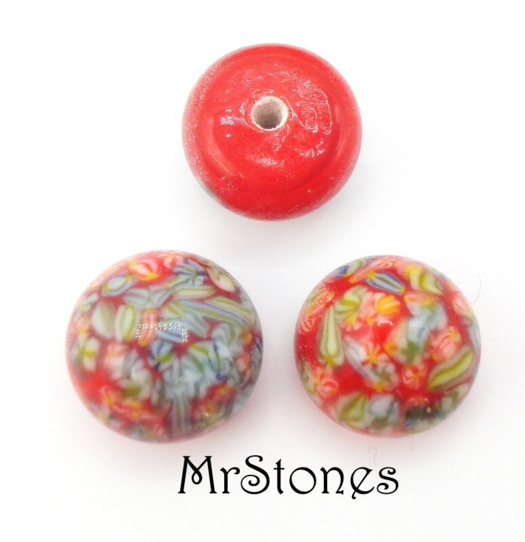 8pc Vintage Red Floral Glass Buttons, Japan, 8mm - Etsy