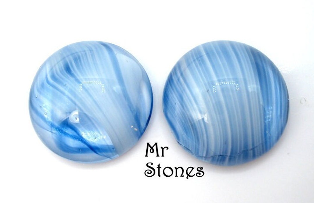 2 Pc Lot 15mm Montana Sapphire Blue Porphyry Round Cabochon Vintage ...
