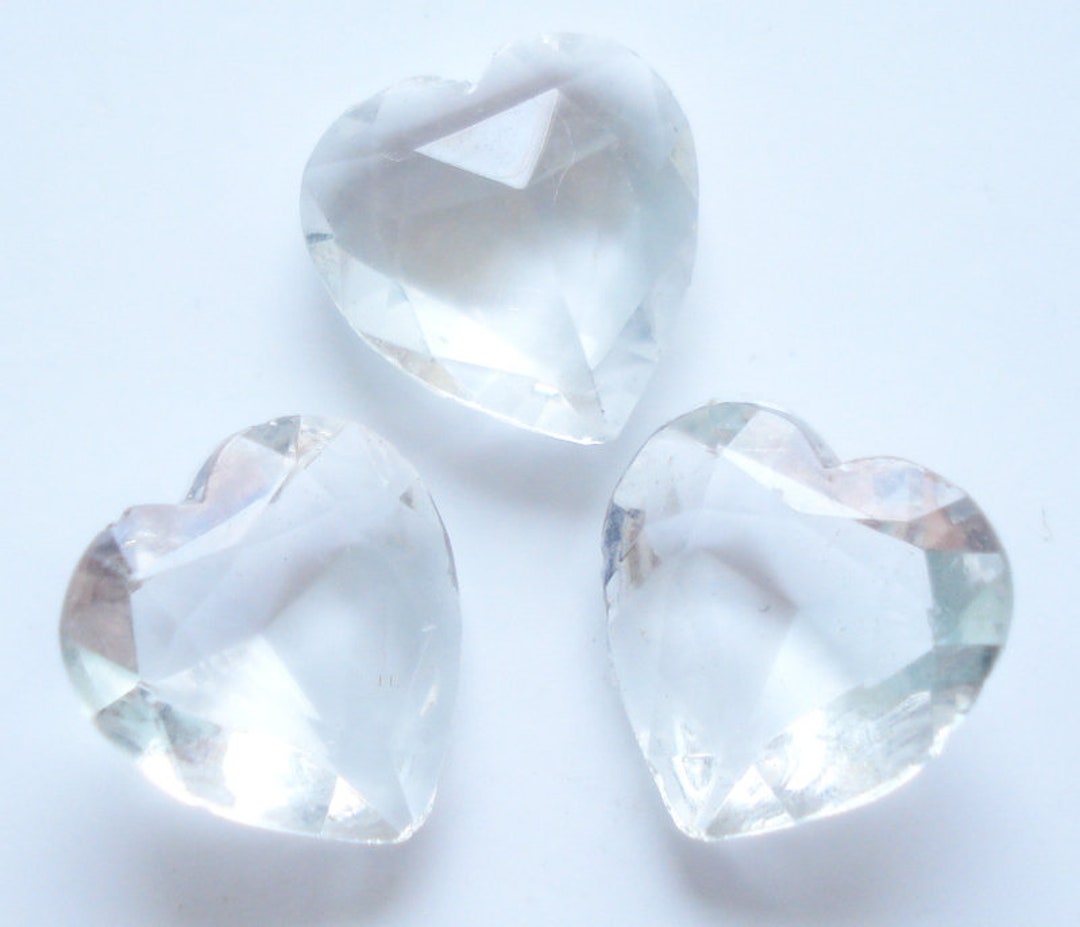8 Pc Lot 12mm Crystal Clear Heart Shape Vintage Rhinestones Glass ...