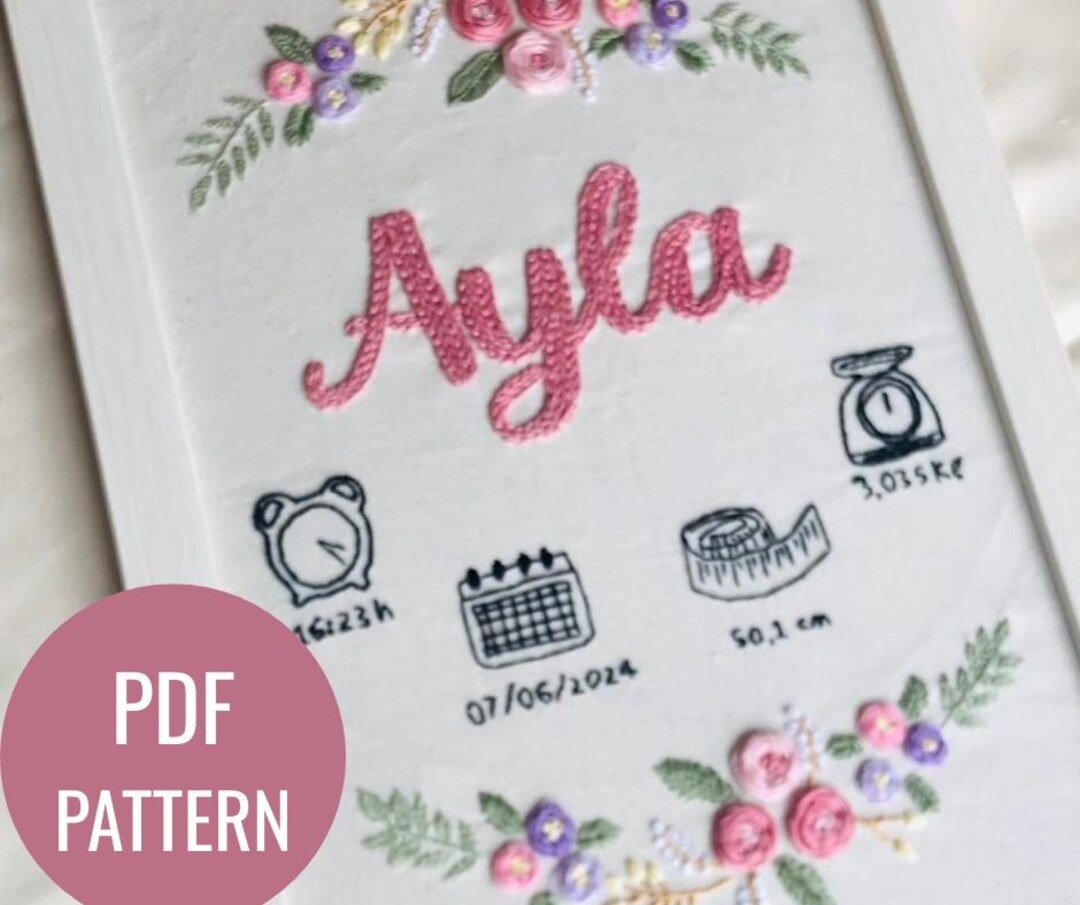 Baby Birth Embroidery Pattern (PDF Digital Download) - Etsy