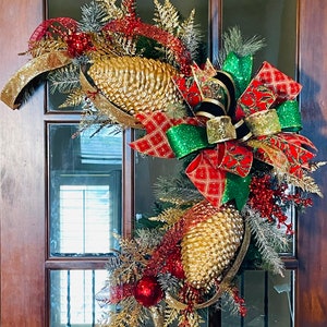 Traditional Christmas Corner Mirror Swags, Fireplace Mantle Decor ...