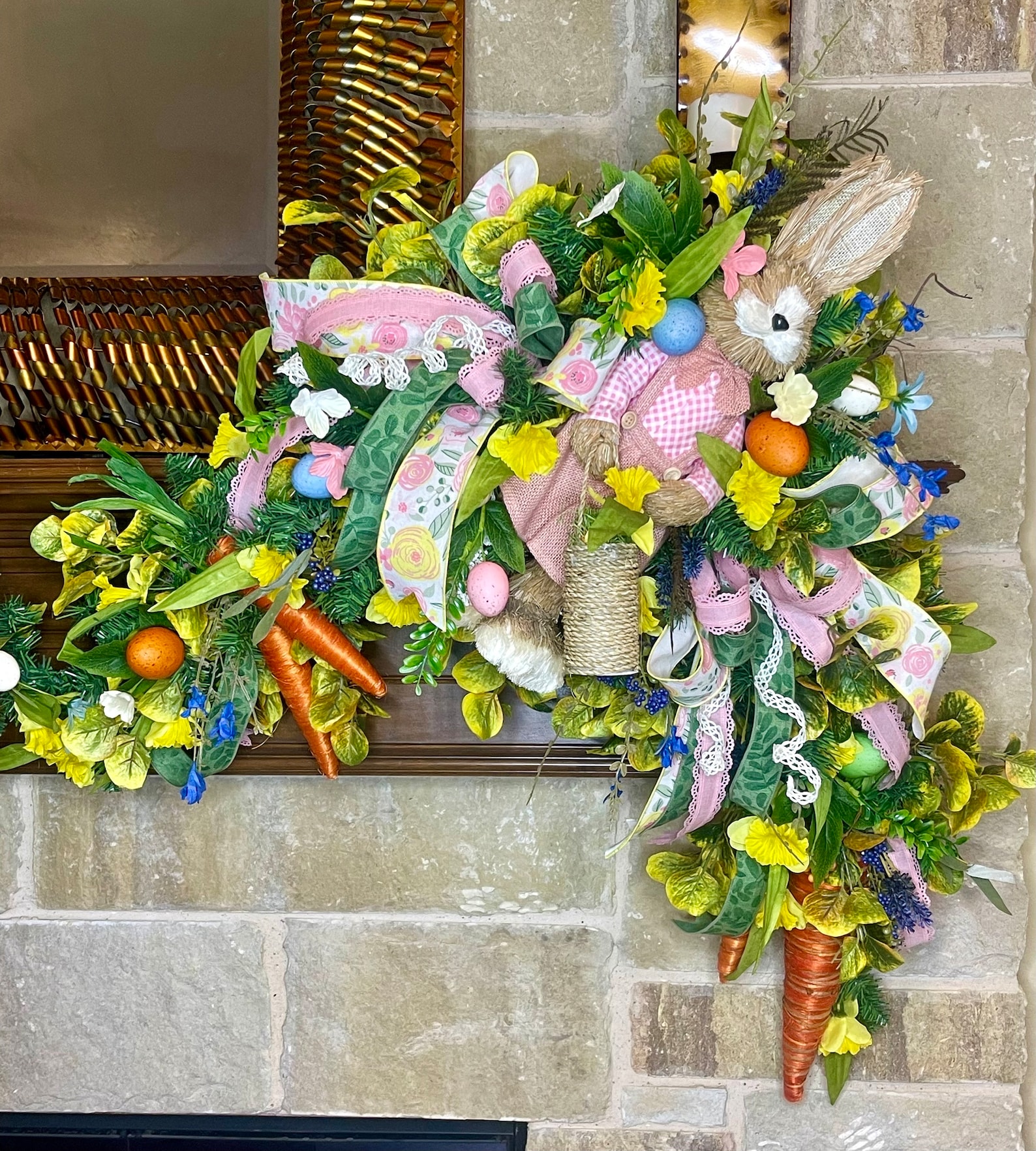 Spring Corner Swag, Easter Bunny Swag, Fireplace Decor, Bunny ...