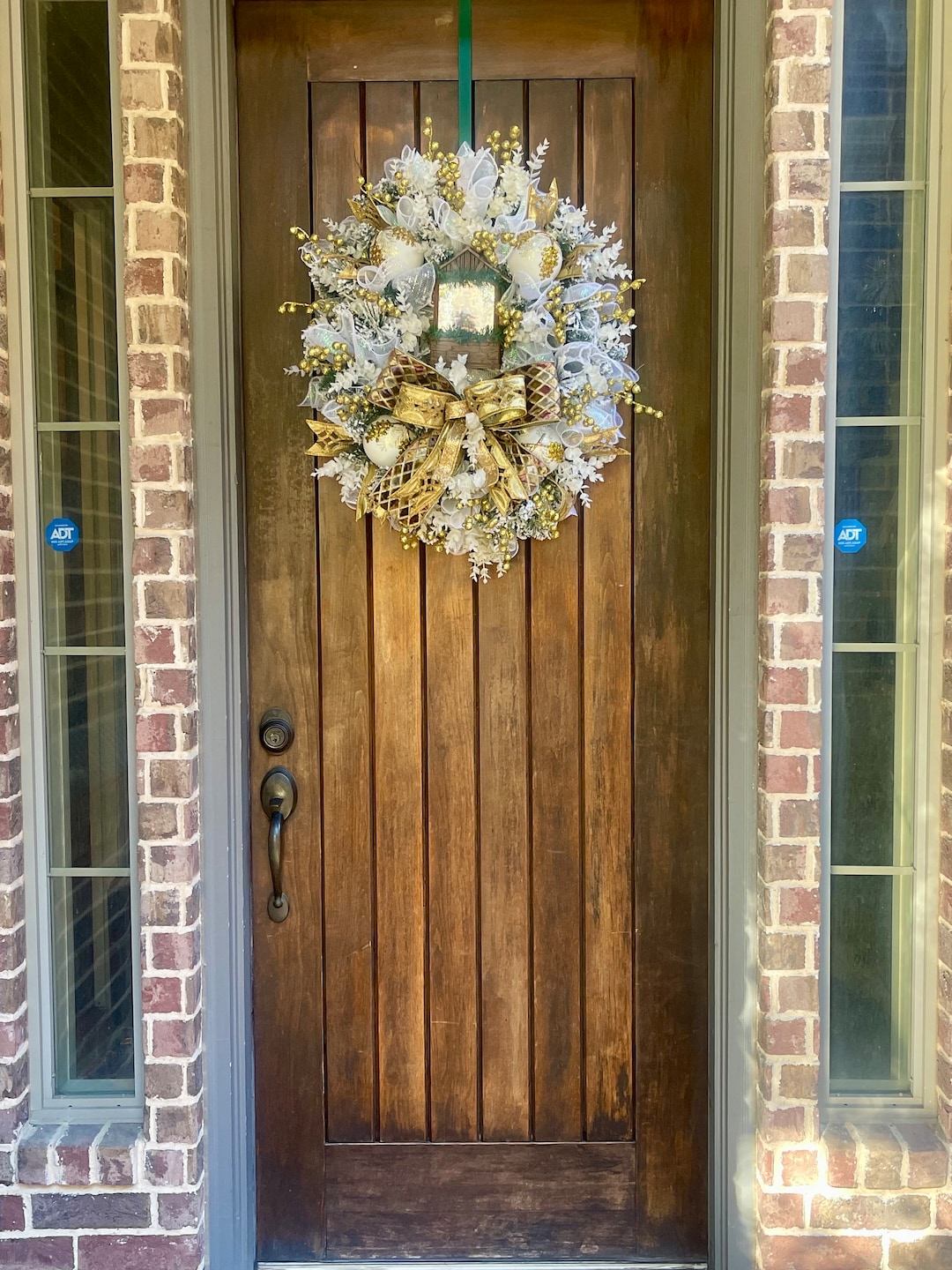 Peace on Earth Wreath, Religious Christmas Wreath, Nativity Scene, Gold ...