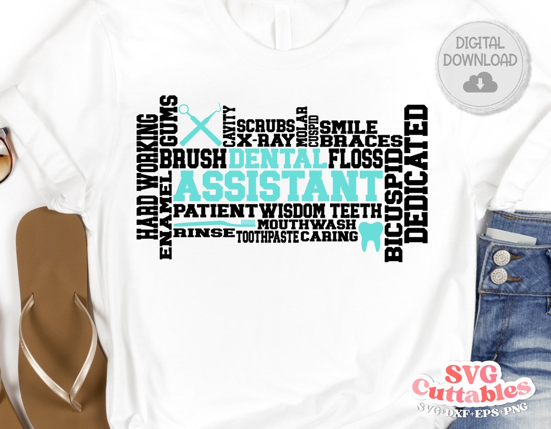 Dental Assistant Word Art - Subway Art - SVG - DXF - EPS - Hygienist ...