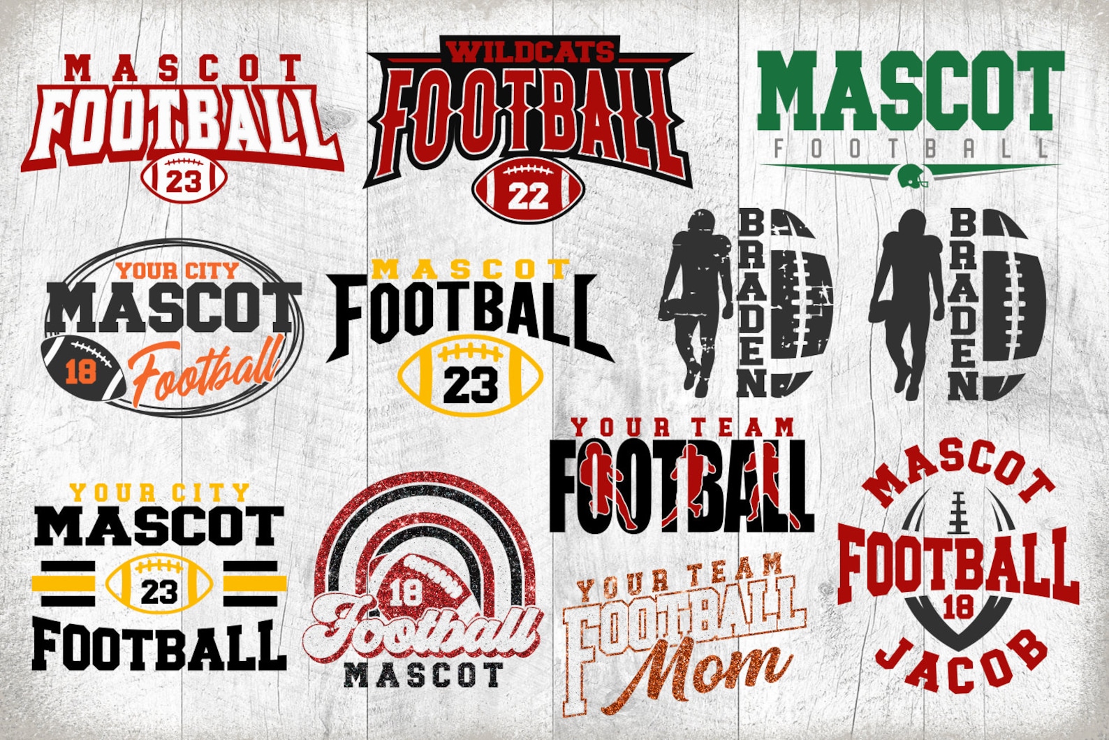 Football Bundle Svg - Football Template Bundle 3 - Svg - Dxf - Eps ...