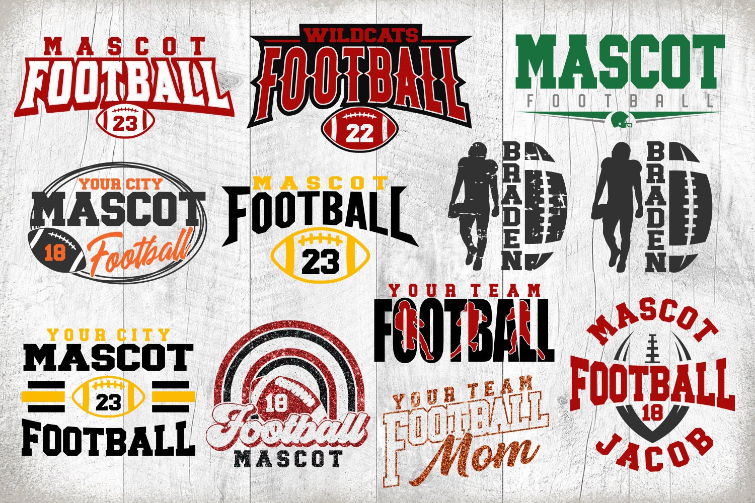 Football Bundle Svg Football Template Bundle 3 Svg Dxf - Etsy