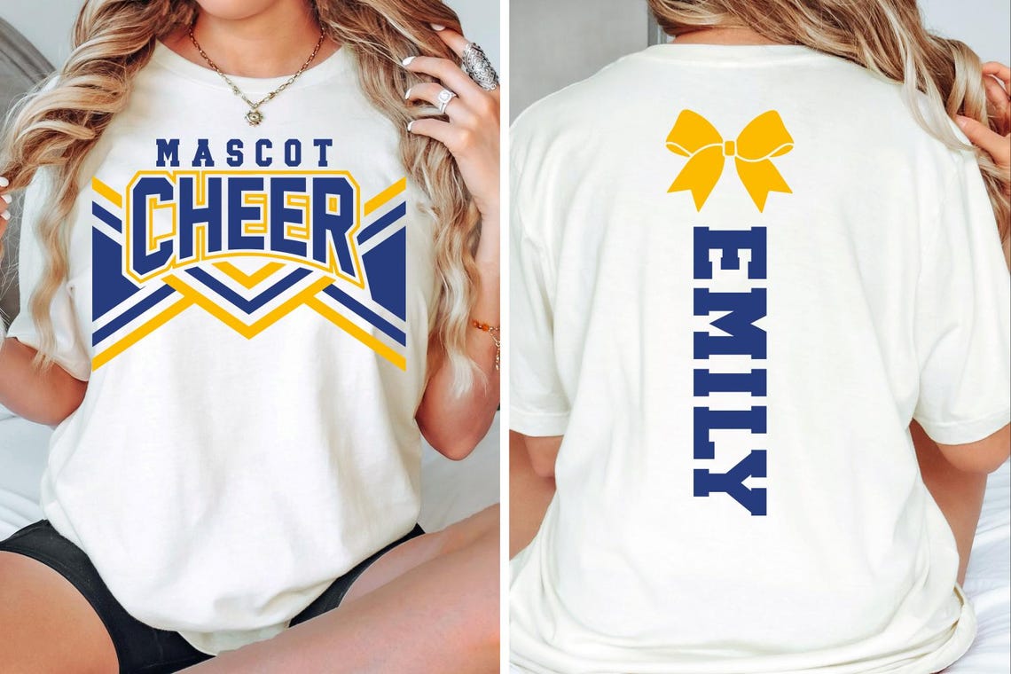 Cheer Svg Template | Mascot Cheer Shirt Design | Front and Back Layout ...