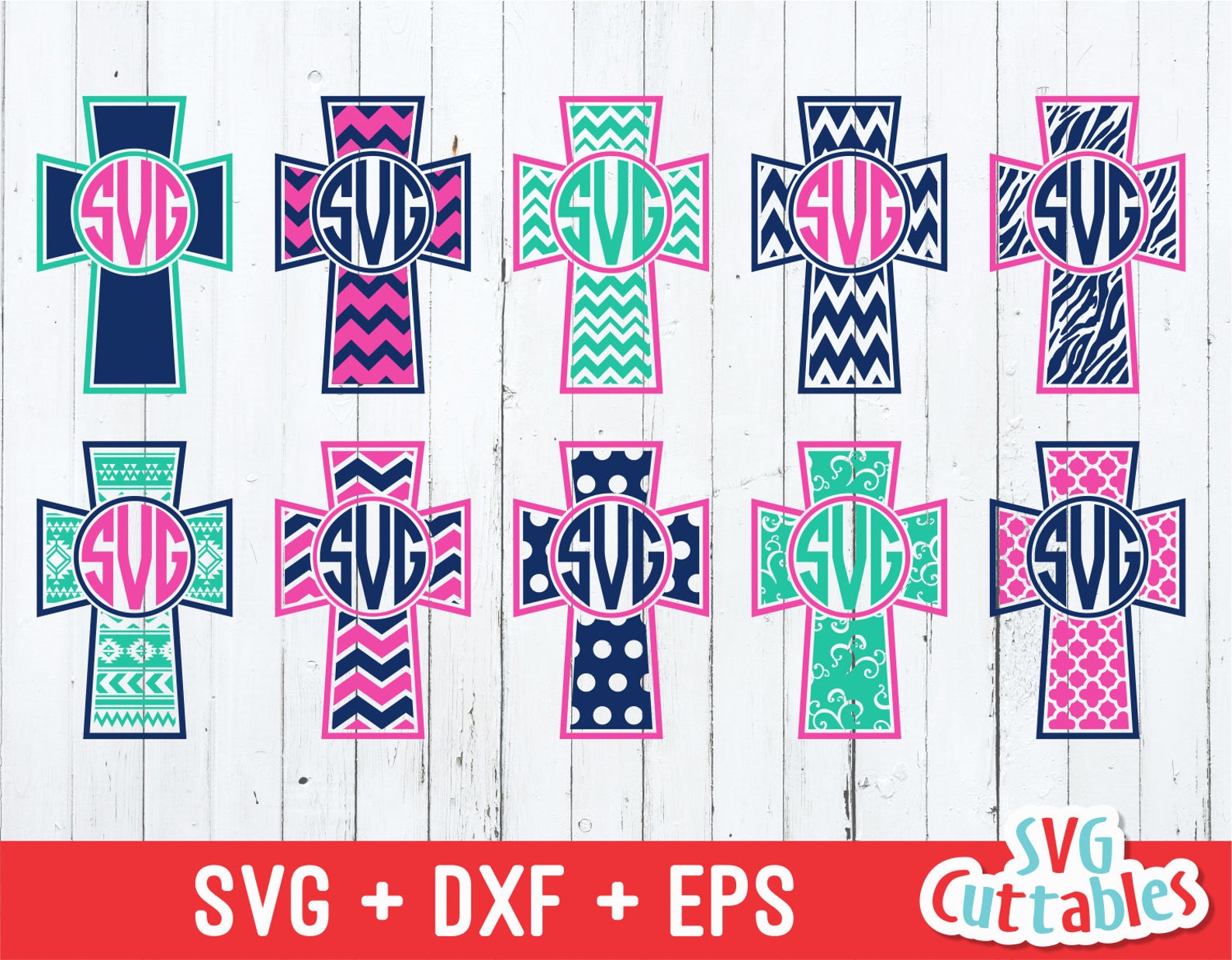 Cross Svg, Cross Monogram Frame SVG, EPS, DXF, Christian Svg, Faith Svg ...