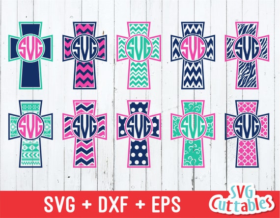Cross svg cross monogram frame SVG EPS DXF christian svg | Etsy