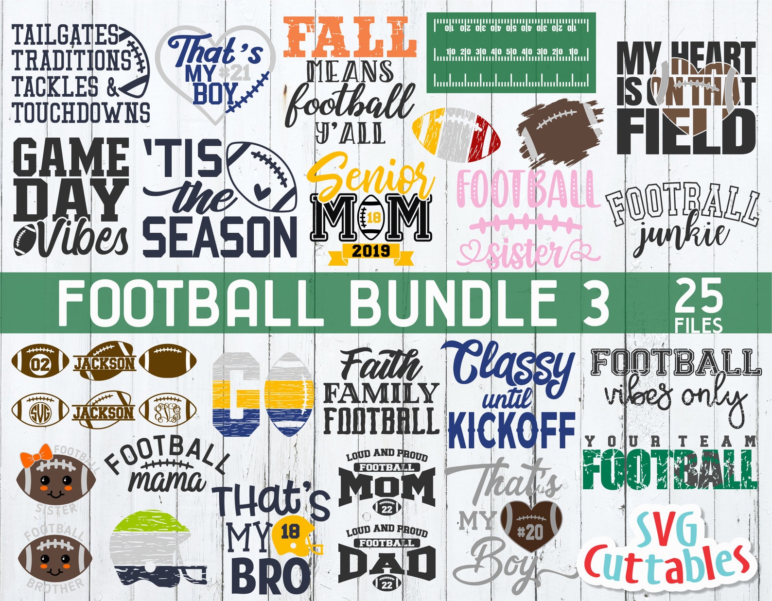 Football Bundle 3 Svg Football Cut File Svg Eps Dxf - Etsy