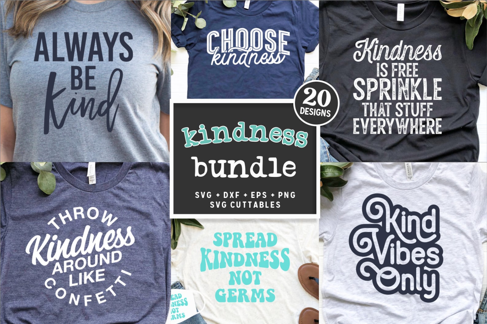 Kindness Bundle Svg - Kind Cut Files - Quote - Svg Shirt Bundle - Svg ...