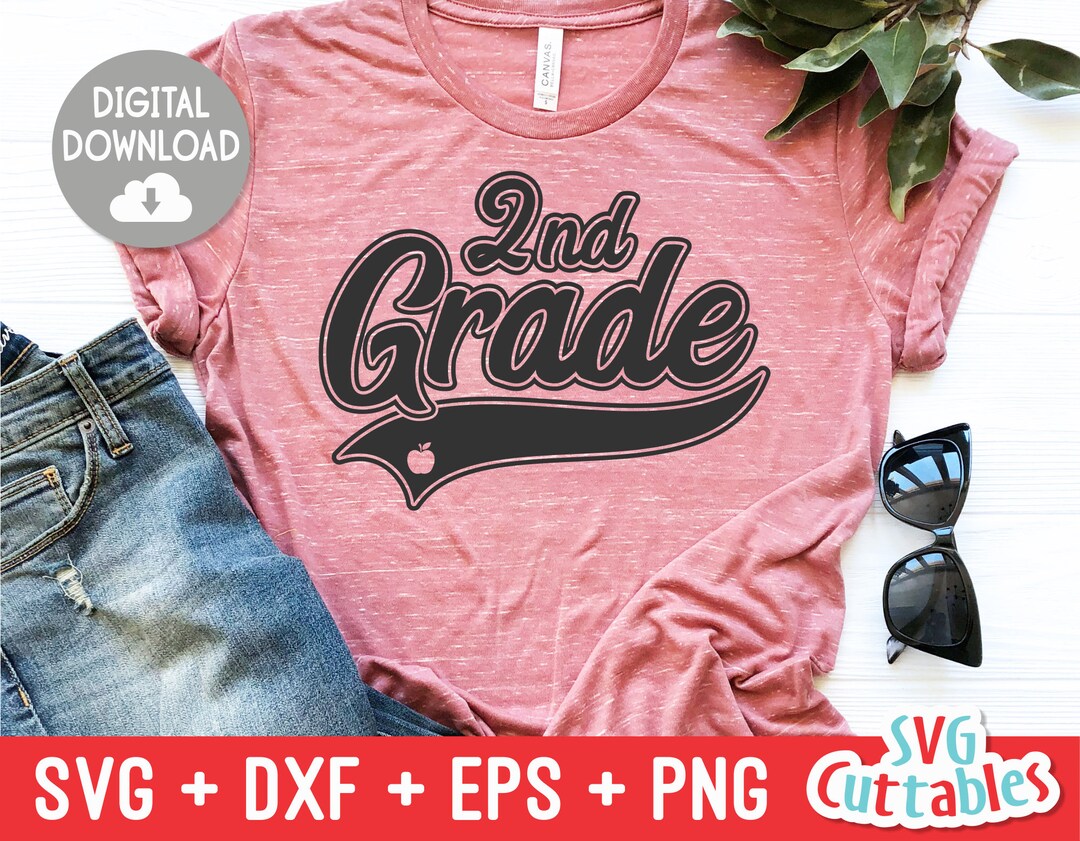 Second Grade Svg - 2nd Grade Cut File - Teacher - Swoosh - Svg - Dxf ...