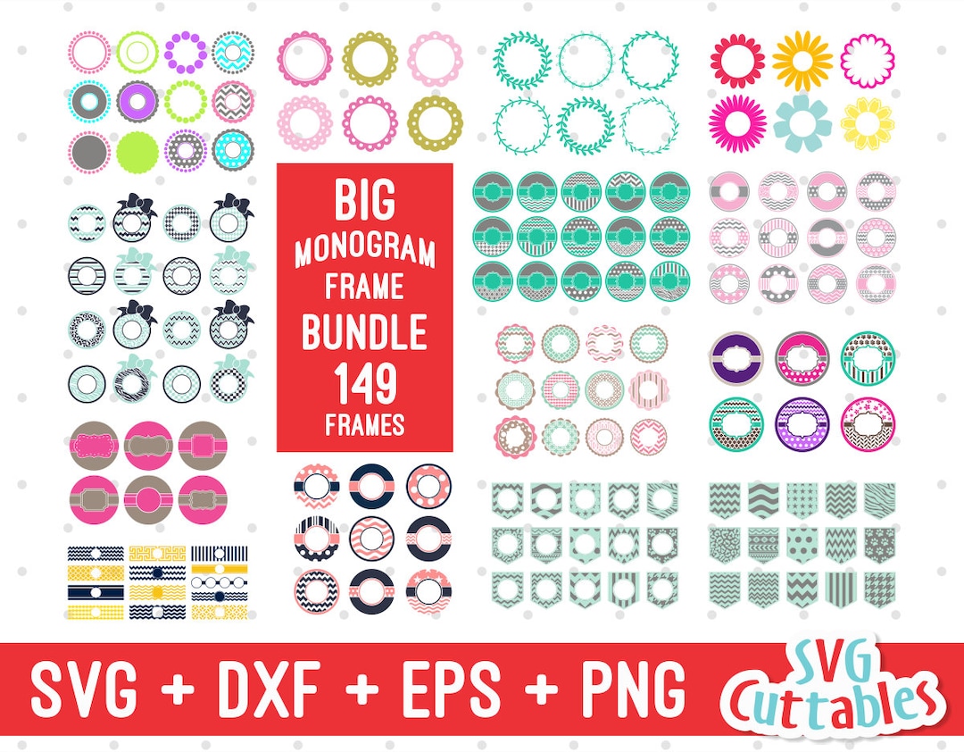 Monogram Frame SVG Bundle - Svg - Eps - Dxf - Png - Monogram Frame Svg ...