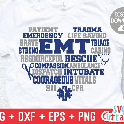 EMT Heart Instant Digital Download Svg Png Dxf and Eps - Etsy