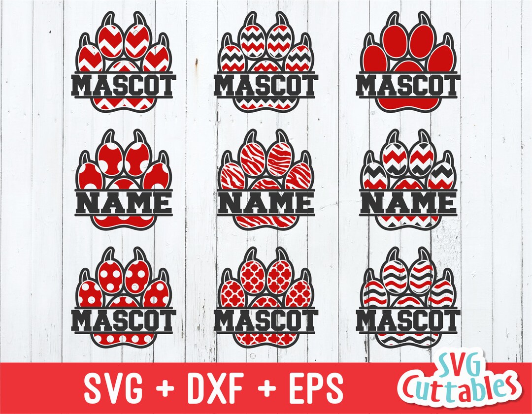 Split Paw Print With Claws Svg - Chevron Paw Print - Paw Print Svg ...
