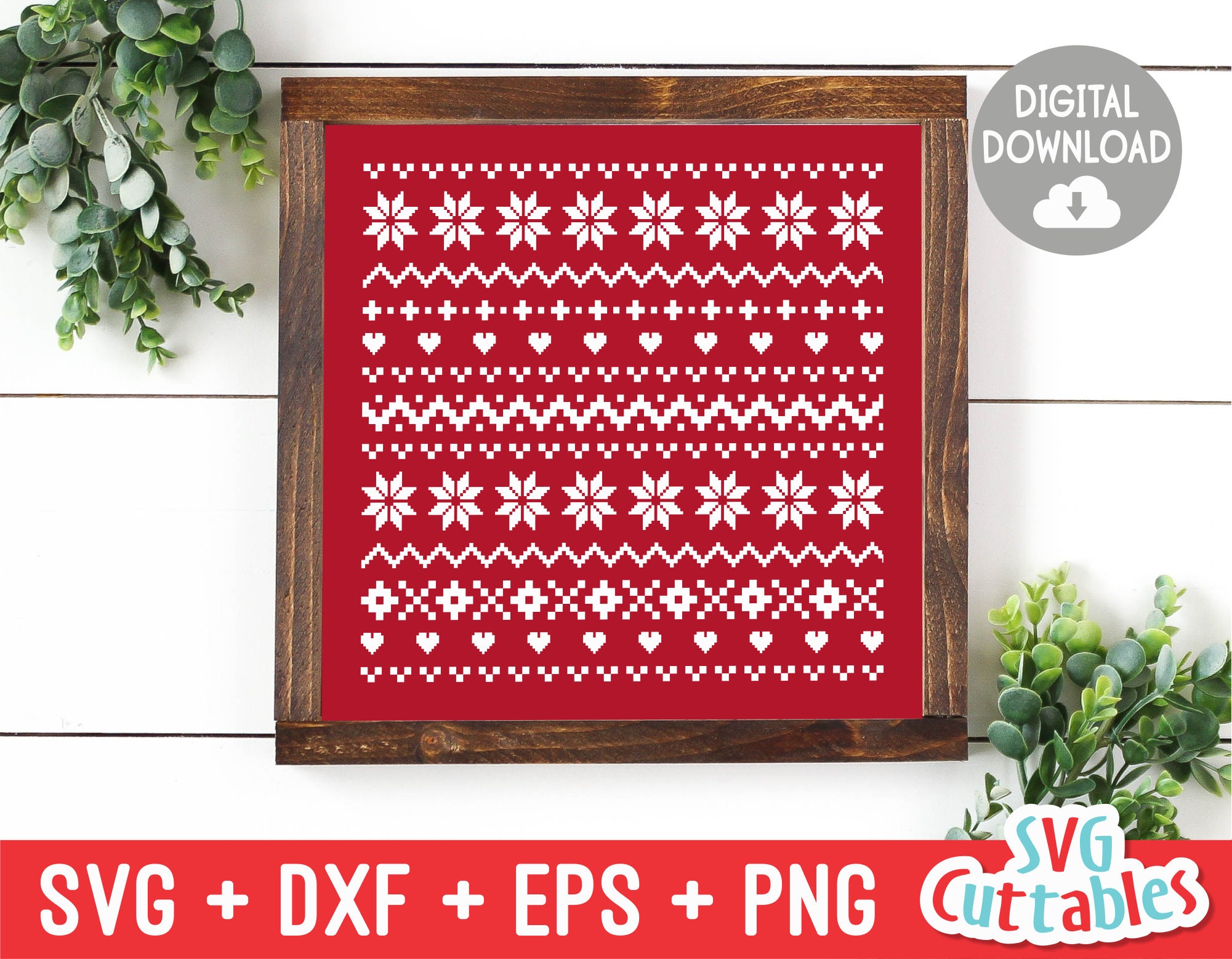 Christmas Sweater Pattern SVG - Cut File - Svg - Eps - Dxf - Png ...