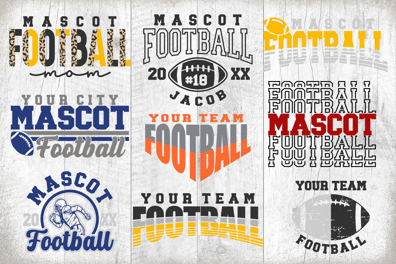 Football Bundle Svg Football Template Bundle 3 Svg Dxf - Etsy