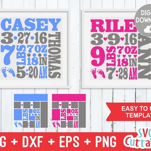 Birth Stats Svg - Etsy