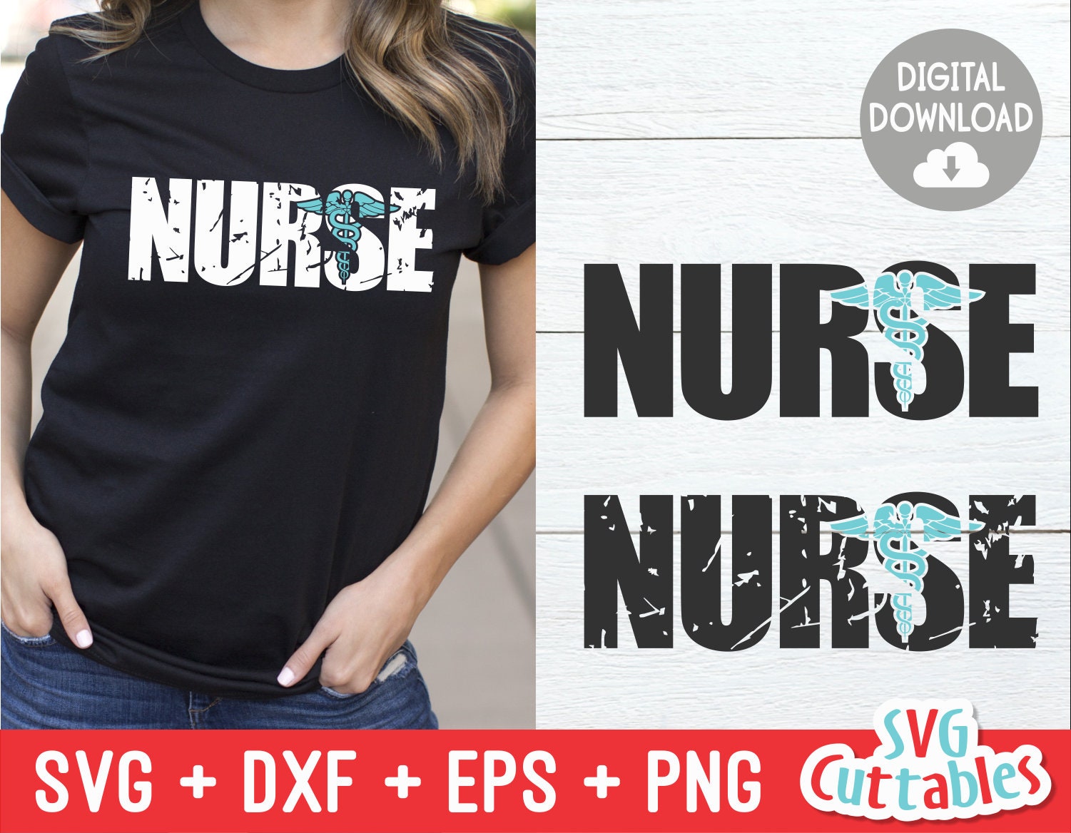 Nurse Cut File - Nurse Svg - Distressed Nurse - Svg - Dxf - Eps - Cut ...