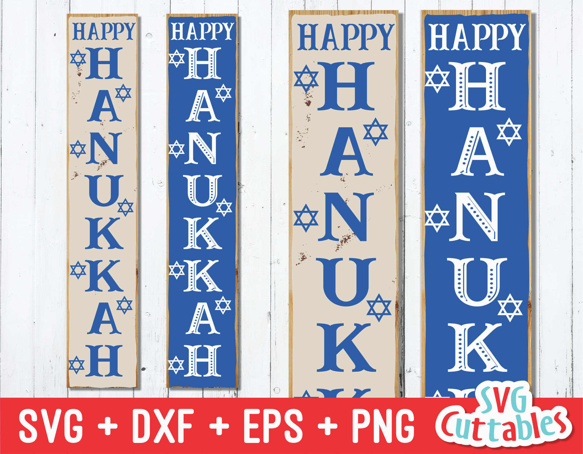 Happy Hanukkah Sign Svg - Hanukkah Vertical Sign Design - Svg - Eps ...