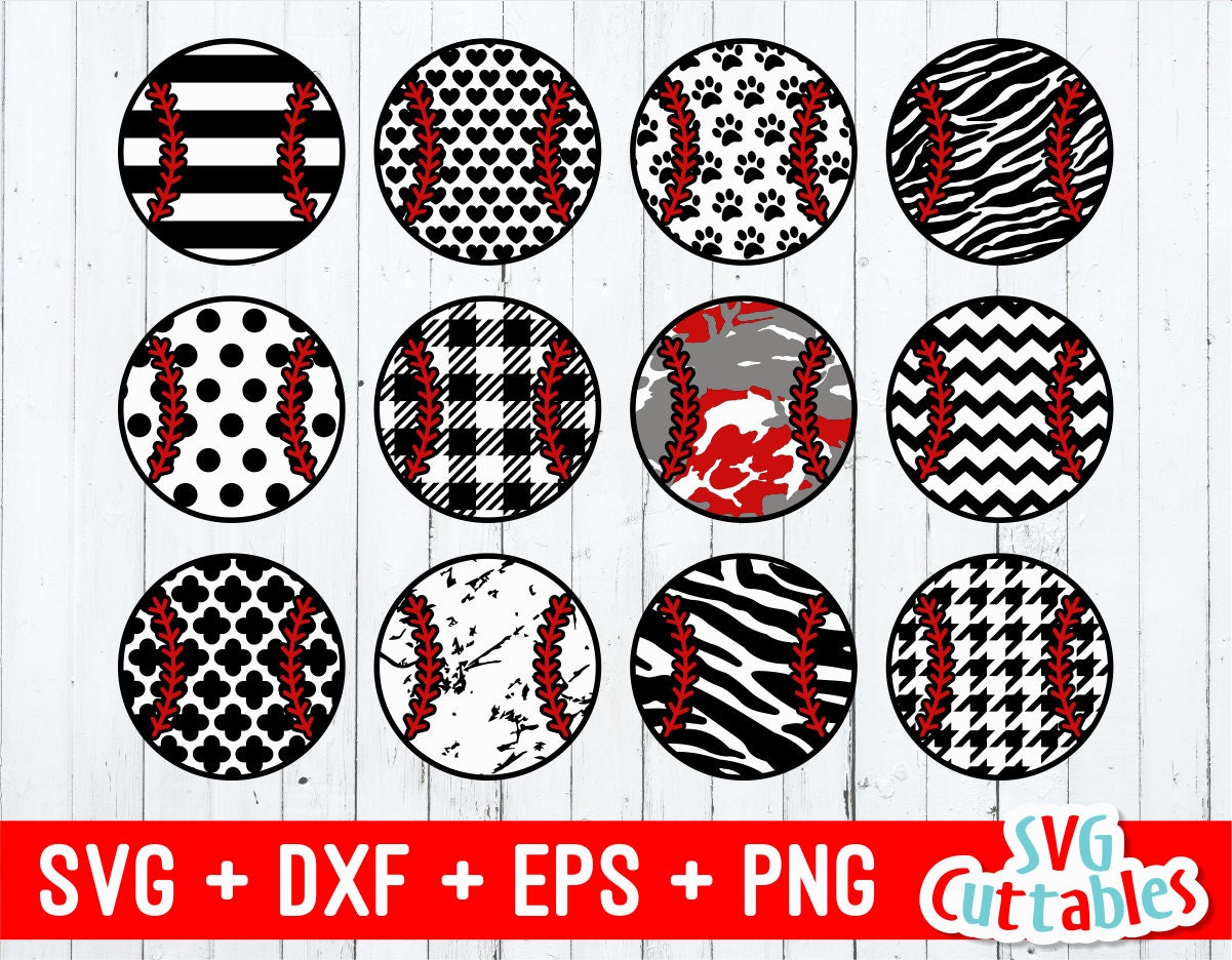 Patterned Baseballs Softball Baseball Svg Eps Dxf - Etsy