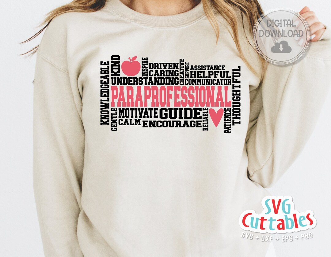 Paraprofessional Word Art Svg - Cut File - Svg - Dxf - Eps - Png - Cut ...