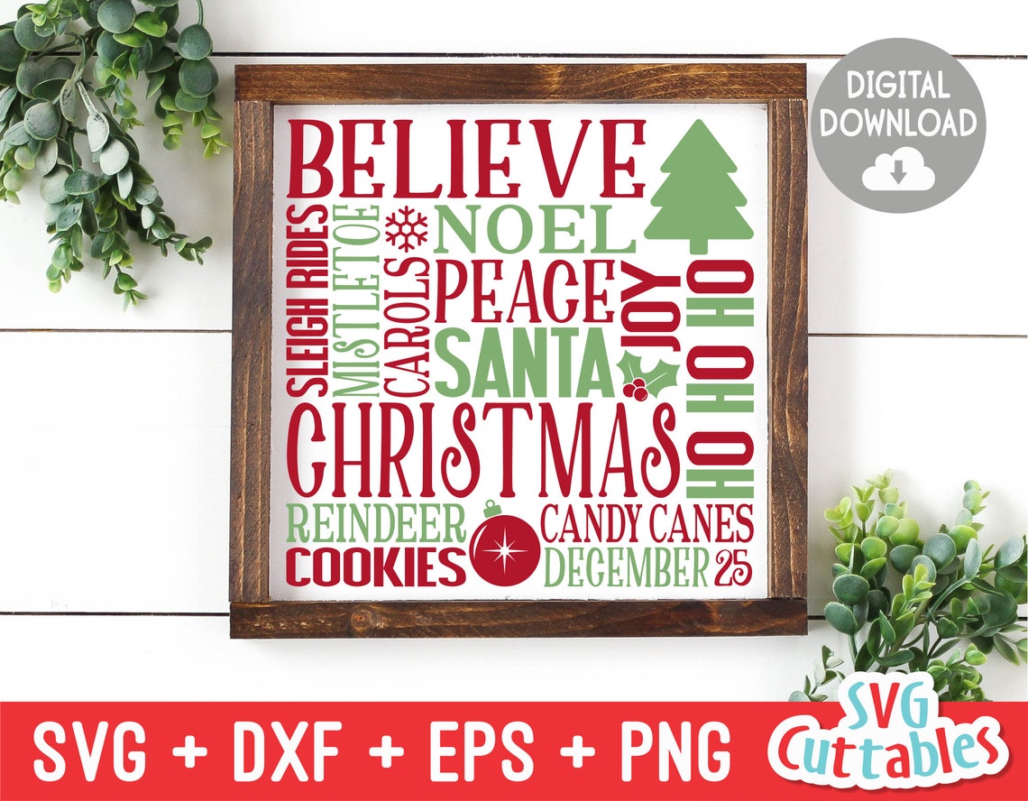 Christmas Subway Art Svg Christmas Svg Word Art Cut File - Etsy
