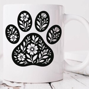 Floral Paw Print Svg - Paw Print Png Clipart - Cut File - Svg - Dxf ...