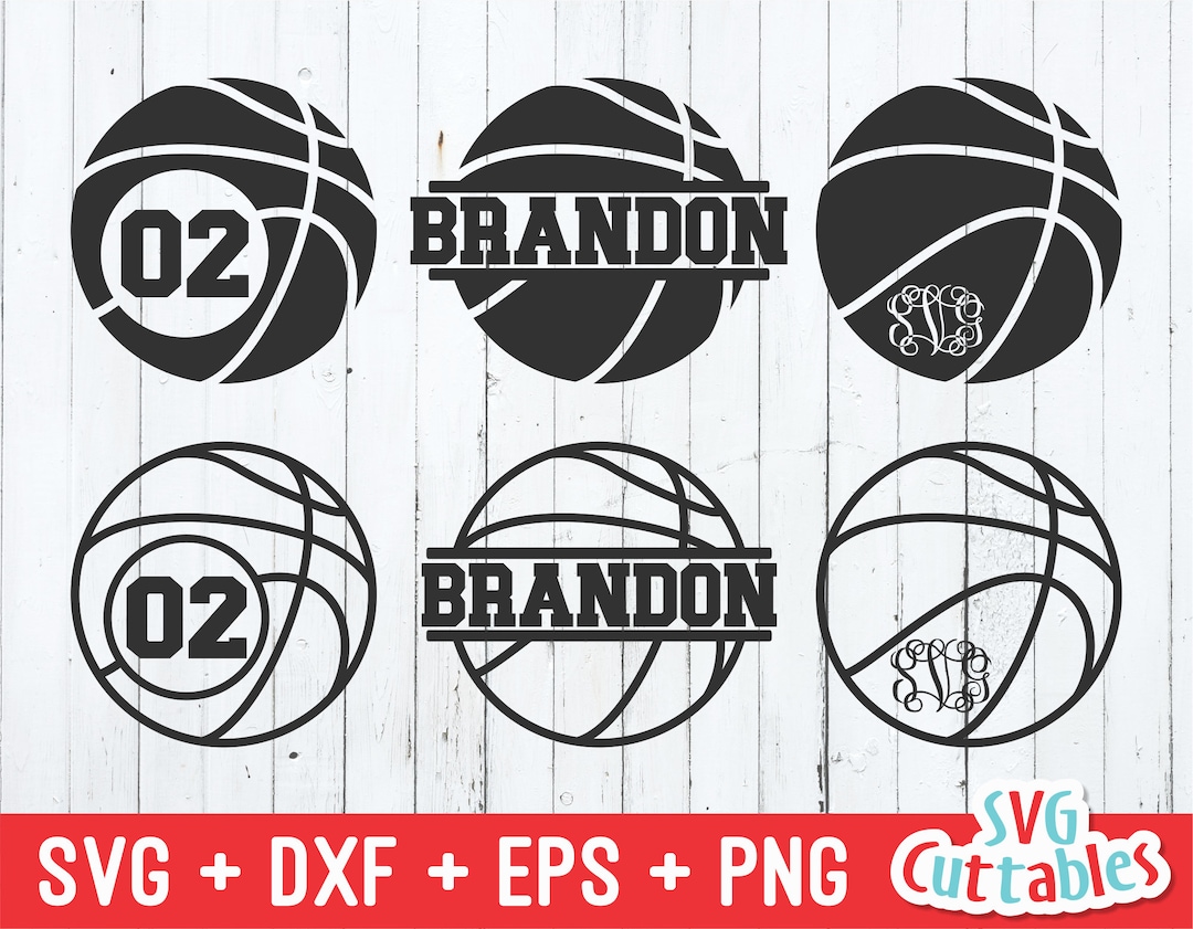 Basketball Monogram Frames Svg - Basketball Cut File - Svg - Dxf - Eps ...
