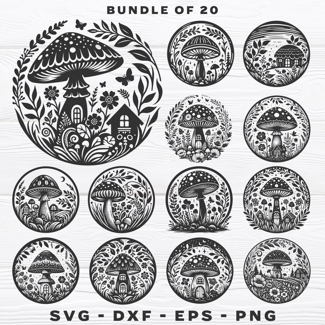 Mushroom Svg - Mushroom Cut Files Bundle - Svg - Dxf - Eps - Png ...