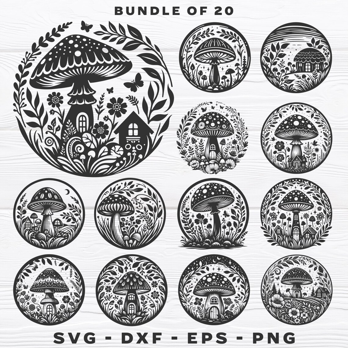Mushroom Svg - Mushroom Cut Files Bundle - Svg - Dxf - Eps - Png ...