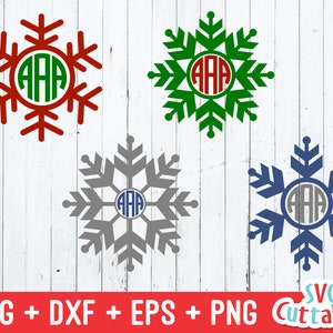 Snowflake Svg - Snowflake Monogram Svg - Dxf - Eps - Png - Monogram ...