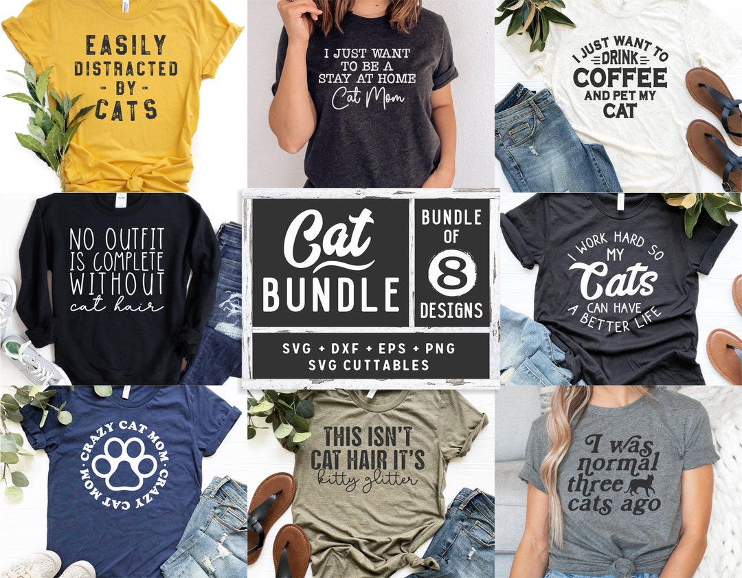 Cat Svg Bundle - Funny Cut File - Cat Svg - Dxf - Eps - Png ...