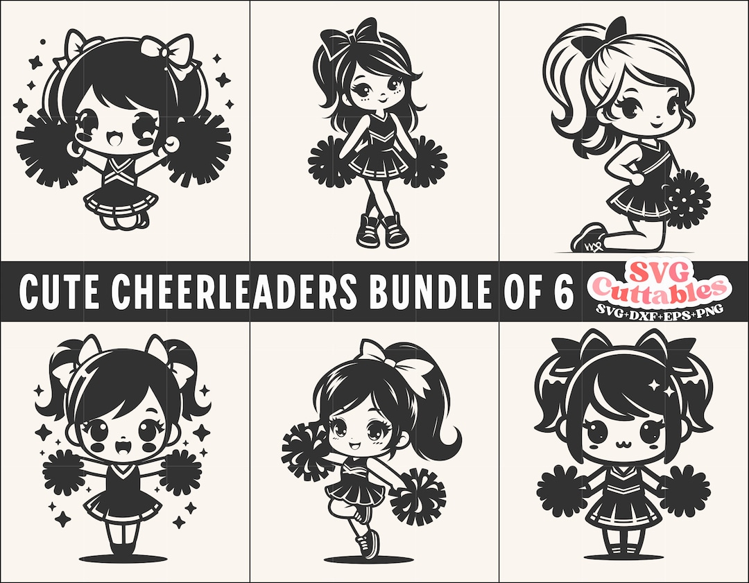 Cute Cheerleader Svg Cut File Bundle - Cheerleader Silhouettes Bundle ...