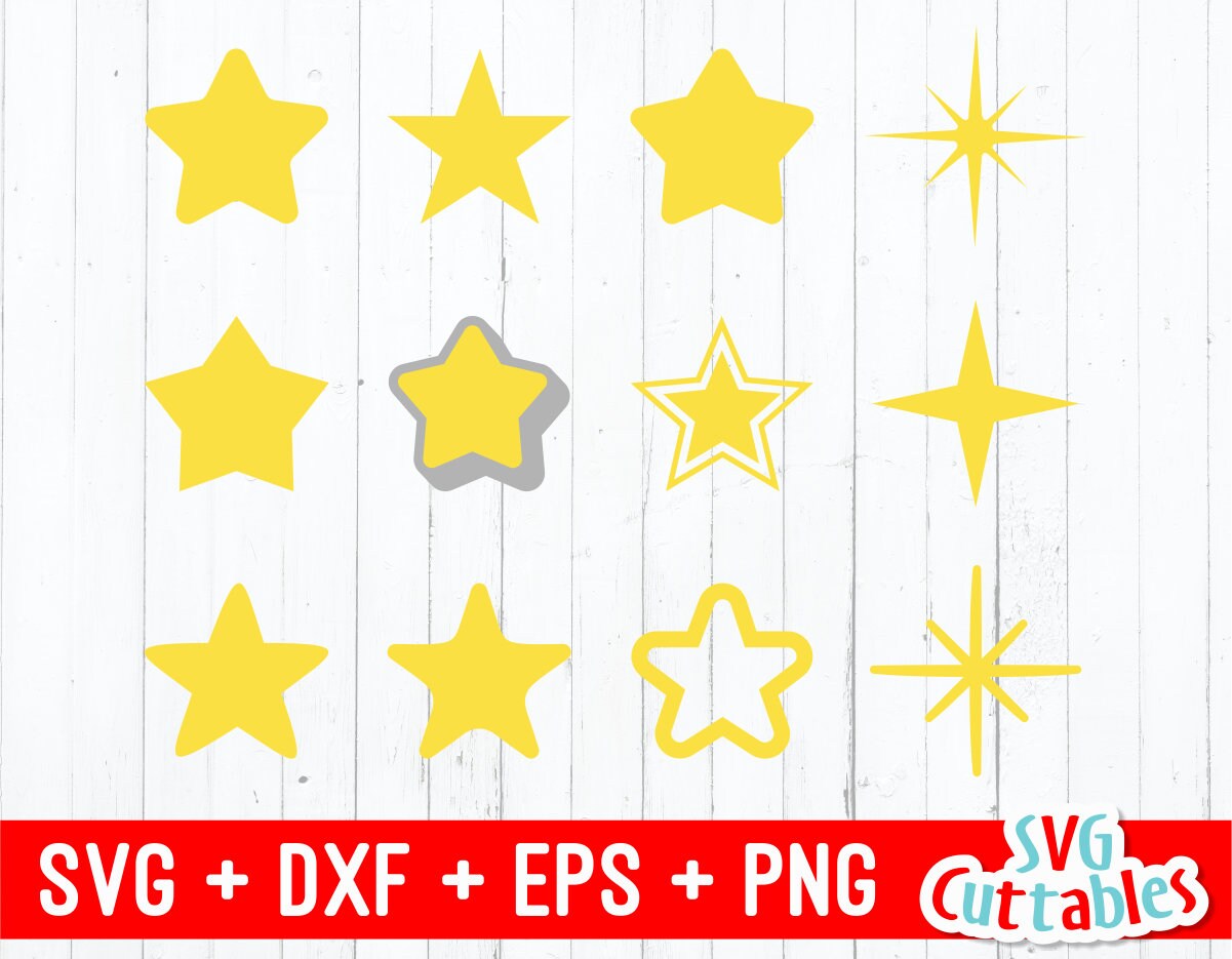 Stars SVG - Set of 12 - Star Cut File - Svg - Eps - Dxf - Png - Vector ...