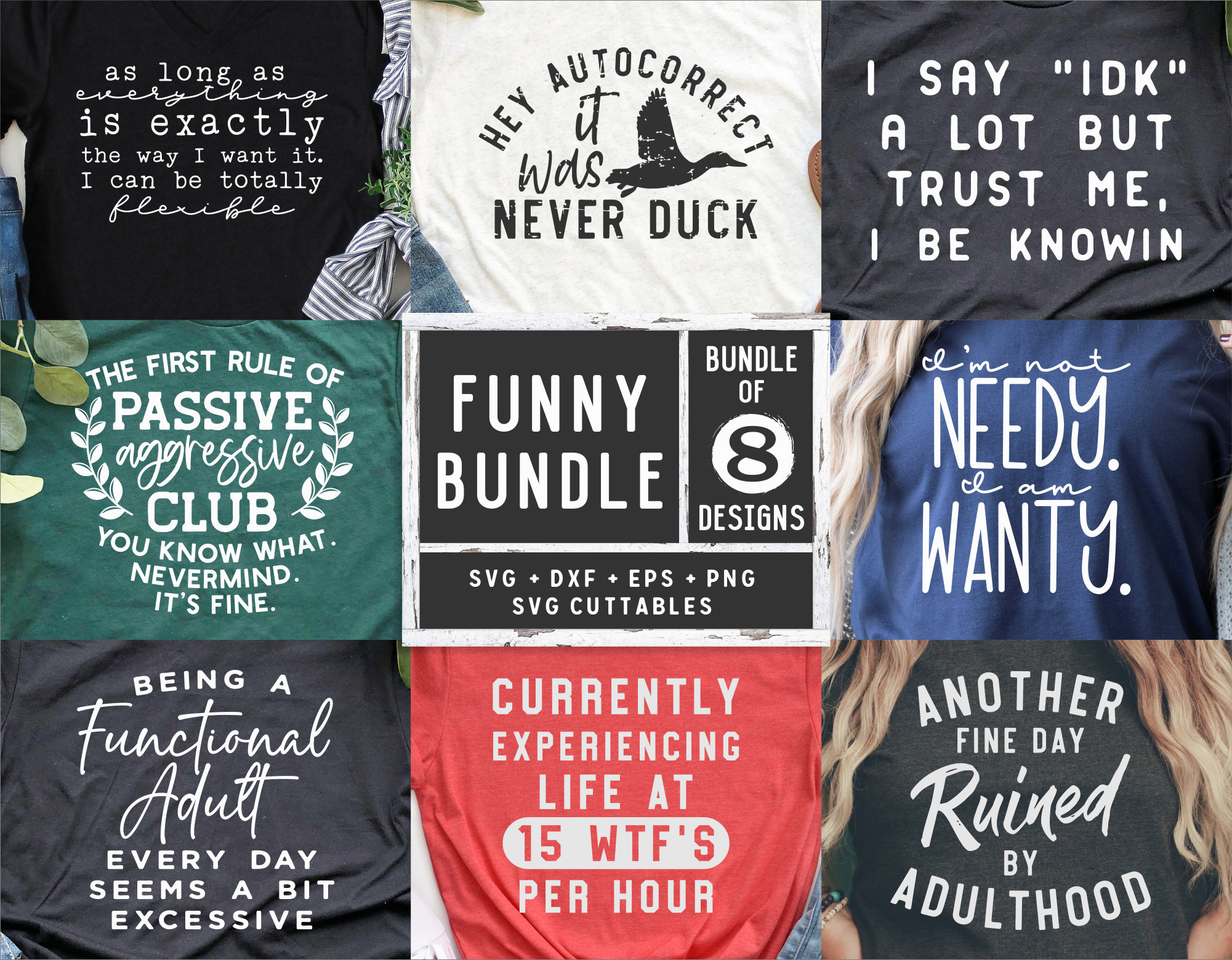 Funny Svg Bundle - Funny Cut File - Funny Svg - Dxf - Eps - Png - Shirt ...