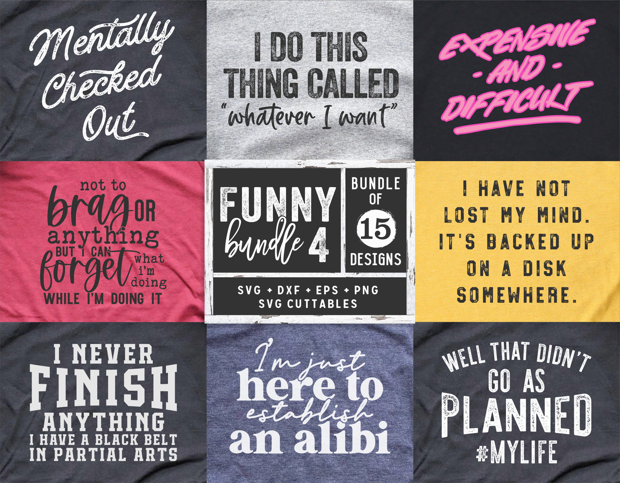 Funny Bundle 4 Svg Bundle - Funny Cut File - Funny Svg - Dxf - Eps ...