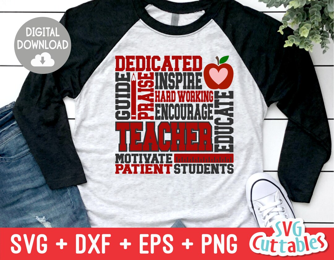Teacher Subway Art Svg - Teacher Cut File- Teacher Shirt Design - Word ...