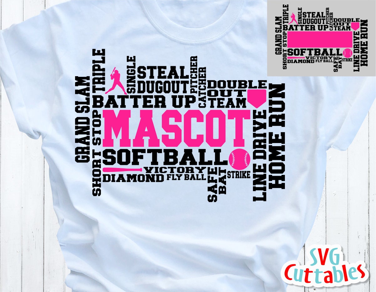 Softball Word Art Svg Dxf Eps Cut File Subway Art - Etsy