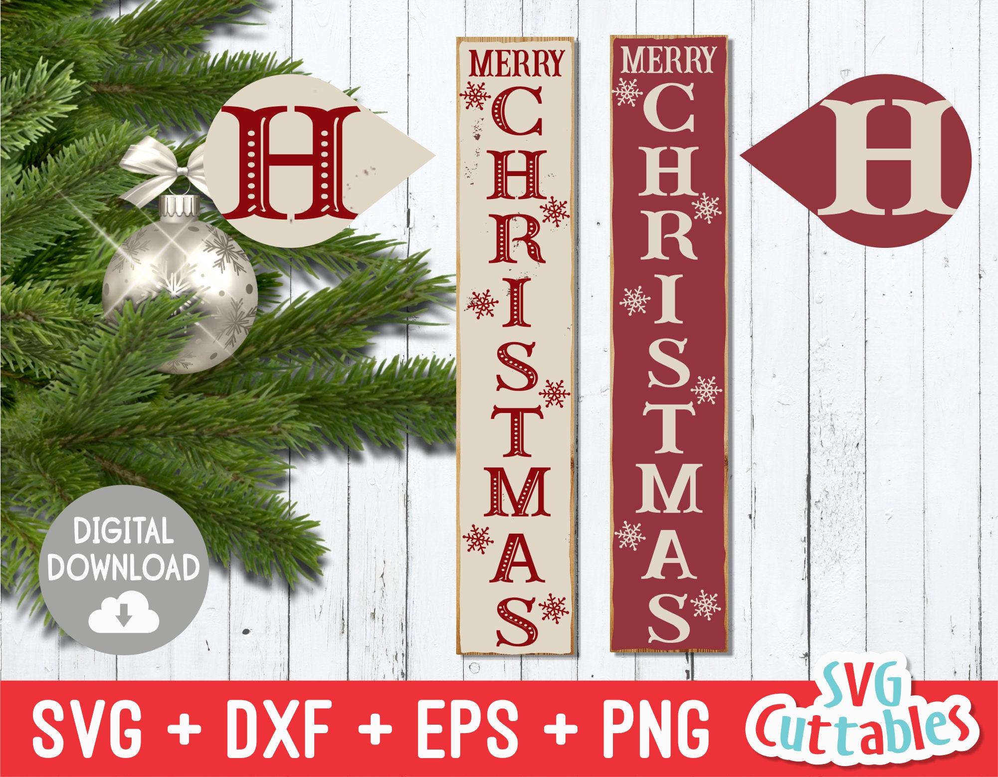 Merry Christmas Sign Svg - Vertical Sign Design - Svg - Eps - Dxf - Png ...