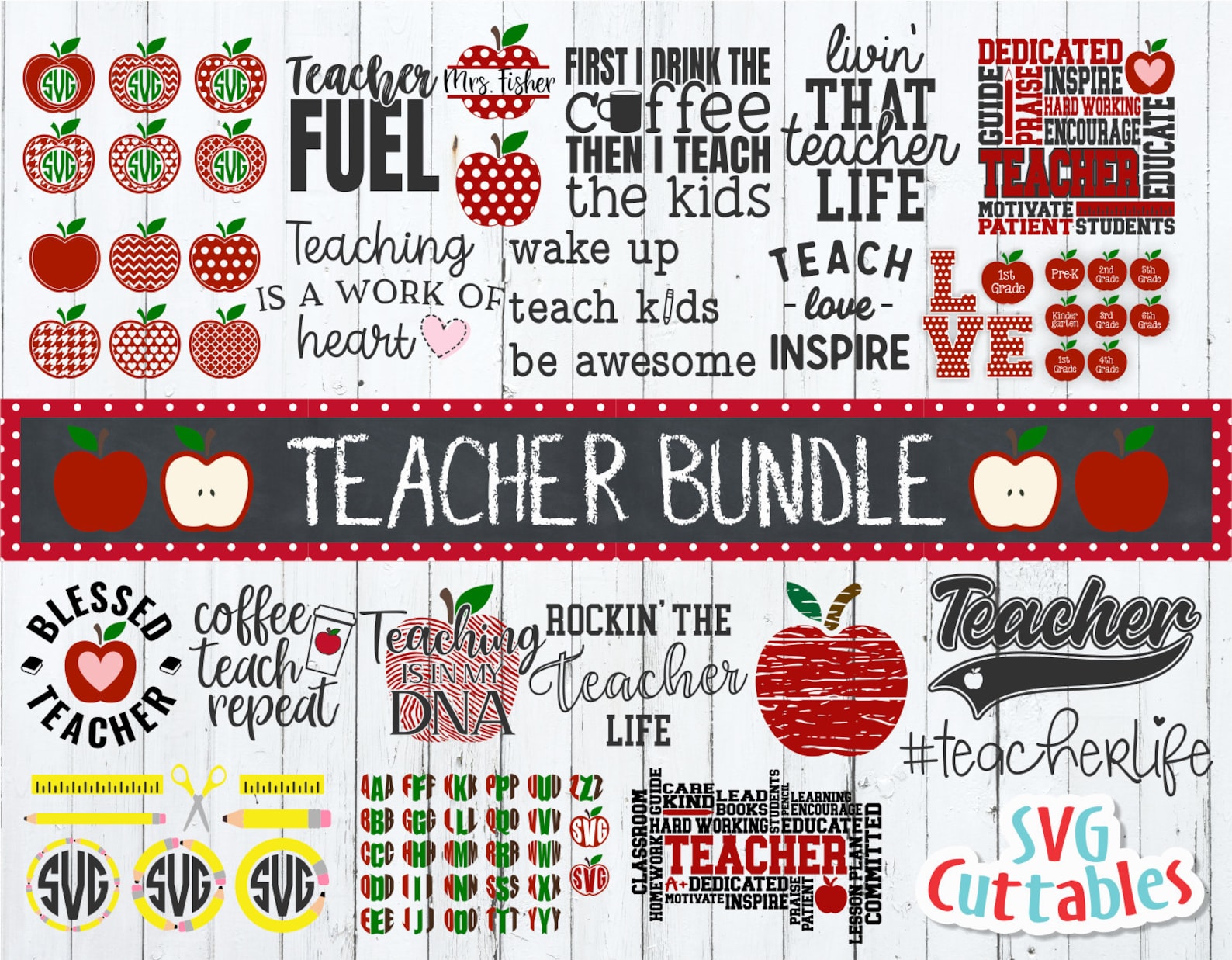 Teacher Bundle Svg Teacher Svg Teacher Cut File Svg | Etsy