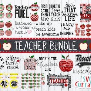 Teacher Bundle Svg Teacher Svg Teacher Cut File Svg Dxf Eps Png Teacher ...