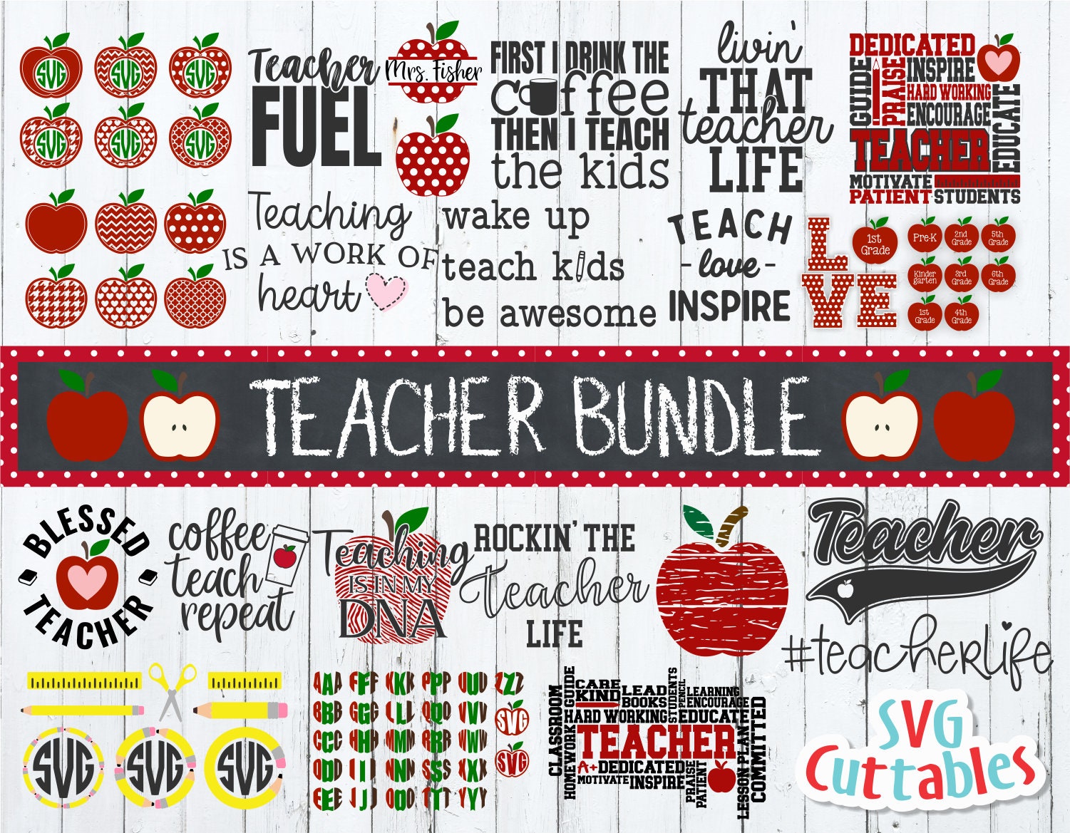 Teacher Bundle Svg Teacher Svg Teacher Cut File Svg - Etsy UK