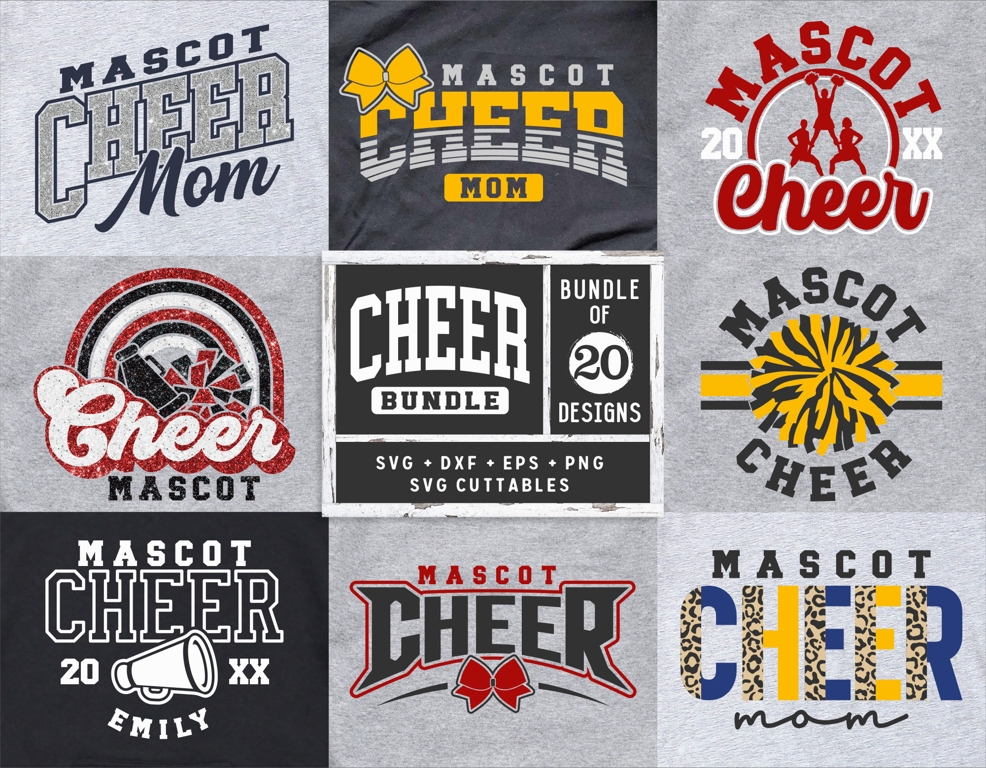 Cheer Svg Bundle 3 Cheer Template Bundle of 20 Svg Eps - Etsy