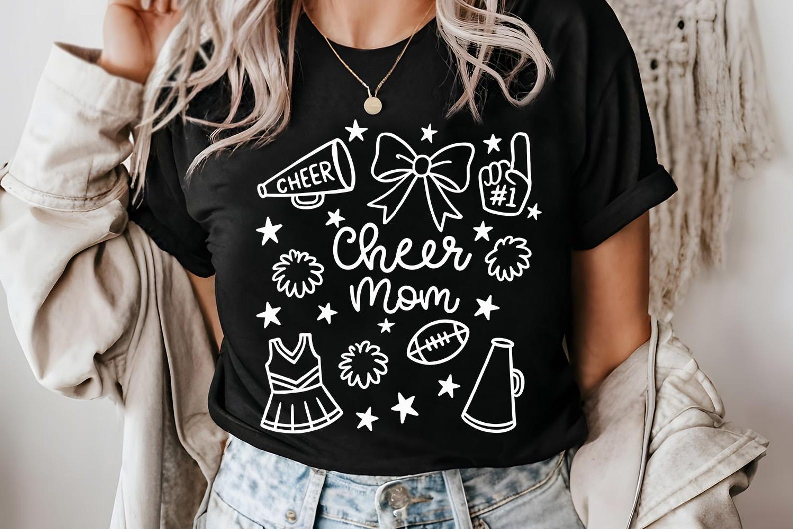 Cheer Mom Doodle Svg - Cheer Shirt Design Svg - Cheer Cut File - Dxf ...