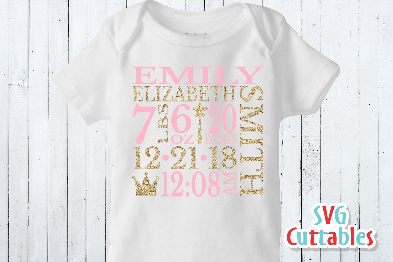 Baby Birth Announcement SVG - DXF - EPS - Baby Stats - Metric ...